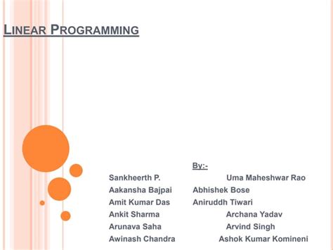 Linear Programing Ppsx Computer Software And Applications Computing