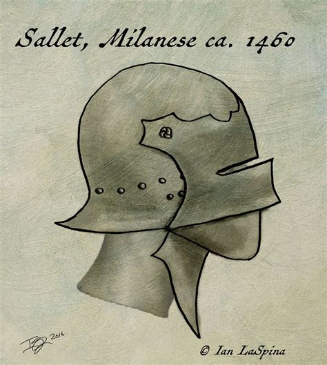 Milanese Style Sallet Helmet Drawing Medieval Sallet Helmet Drawing