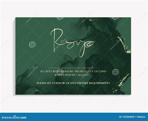 Wedding Rsvp Template In Green Color Vector Invitation Cards With