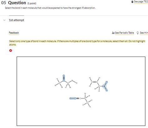 Solved Question 1 Point Select The Bond In Each Molecule