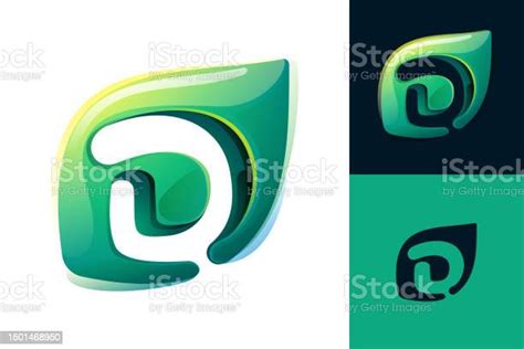 D 편지 에코 로고 녹색 잎 조각입니다 3d 사실적인 아이콘입니다 수채화 스타일의 환경 친화적 인 숲 알파벳 D에 대한 스톡 벡터 아트 및 기타 이미지 Istock