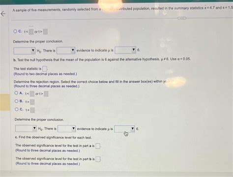 Solved Est The Null Hypothes S That The Meas Of The