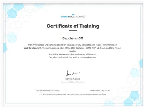 sapthami cg on linkedin webdev intershala certification