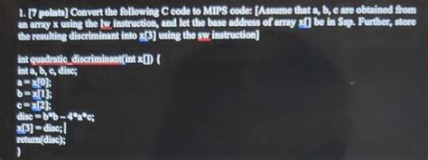Solved 117 Points Convert The Following Code To Mips Code
