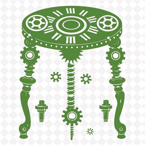 산업용 사이드 테이블 민속 예술 기어 디자인 Png 아웃라인 프레임 깨한 배경 컬렉션 프리미엄 Ai 생성 Psd