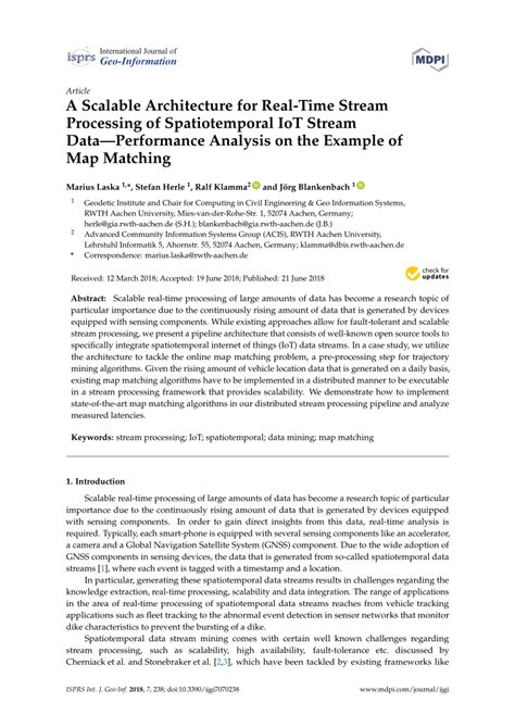 Pdf A Scalable Architecture For Real Time Stream Processing Of Spatiotemporal Iot Stream Data