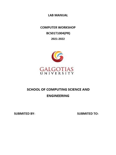Lab Manual Front Page Pdf