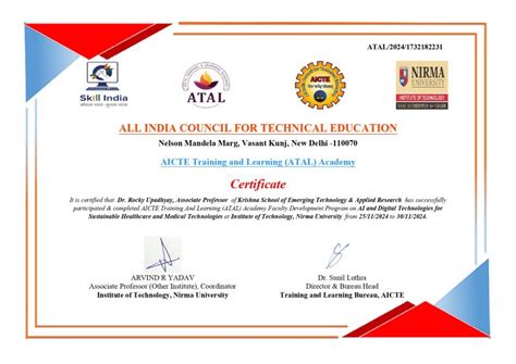 Dr Rocky Upadhyay On Linkedin Completed Atal Fdp Ai And Digital Technologies For Sustainable