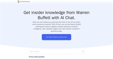 Ask Warren Buffet Anything Best Conversations With Warren Buffet Ai Tool