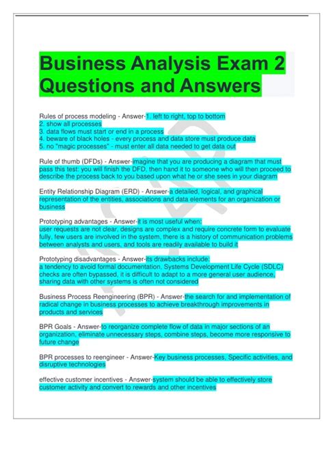 Business Analysis Exam 2 Questions And Answers Business Analysis Stuvia Us