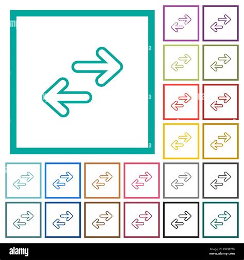 Data Transfer Outline Flat Color Icons With Quadrant Frames On White