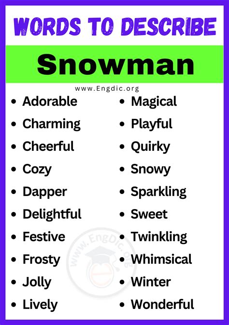 20 Best Words To Describe Snowman Adjectives For Snowman Engdic