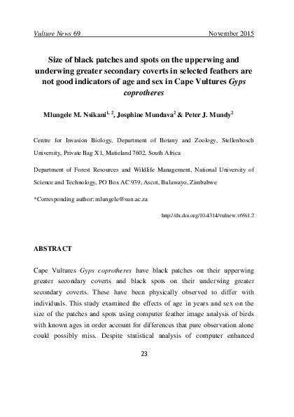 Pdf Natal Philopatry In Young Cape Vultures Gyps Coprotheres