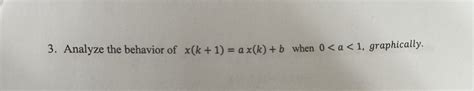 Solved 3 Analyze The Behavior Of Xk1axkb When 0