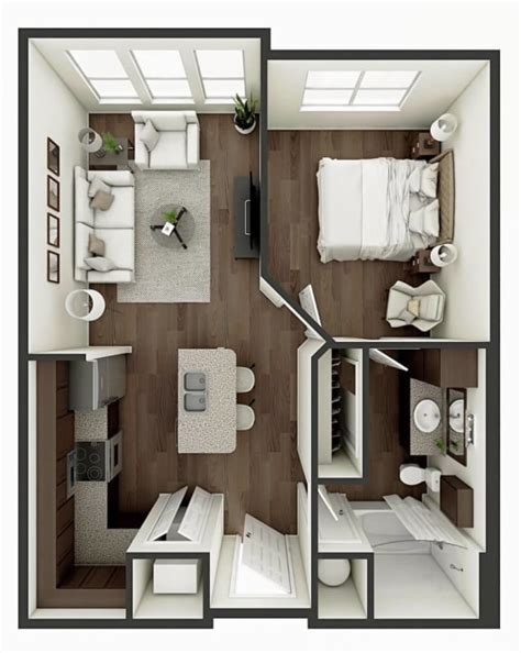 1 Bedroom Apartment Layout Design