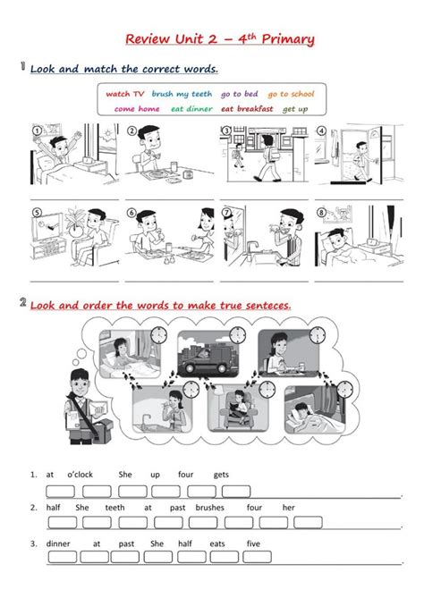 4th Primary Review Unit 2 Interactive Worksheet English Lessons For
