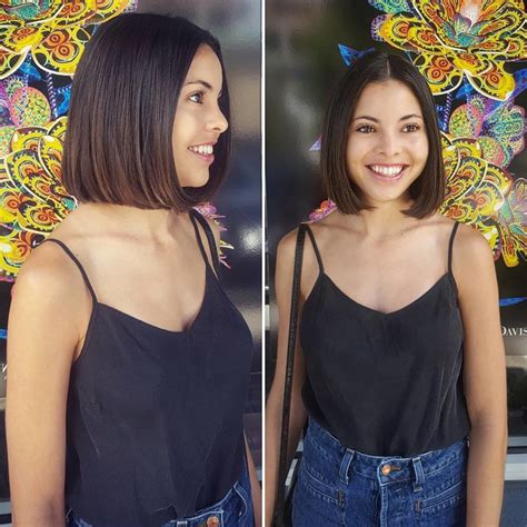 Sleek And Straight Blunt Shoulder Length Bob With Brunette Ombre Color