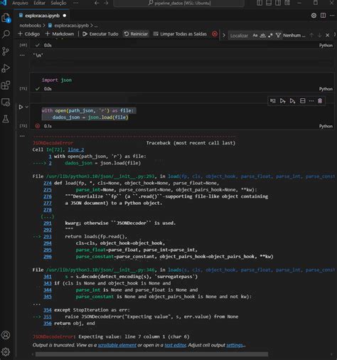 Erro Ao Executar Jsonloadfile Pipeline De Dados Combinando Python