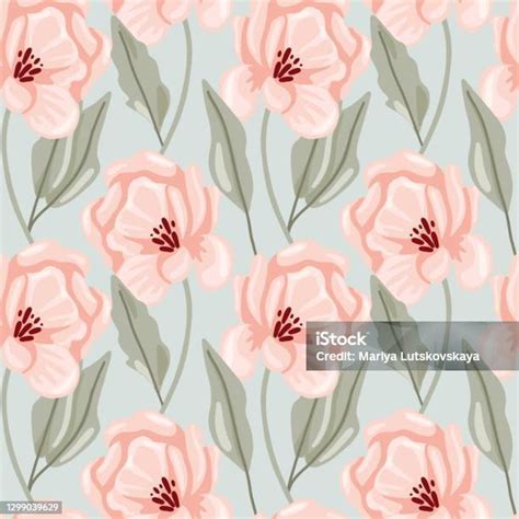 파스텔 모란 매끄러운 패턴 손으로 그린 우아함 보헤미안 스타일의 식물 배경 꽃과 부드러운 색상 현대 벡터 장식 직물 포장지 벽지 플로럴 텍스처 프린트 패브릭 전원주의에 대한