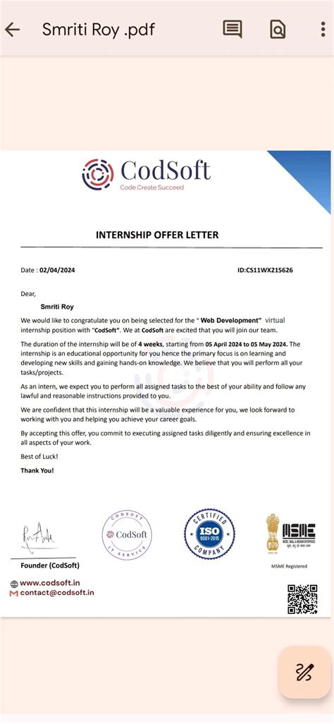 Smriti Roy On Linkedin Codsoftinternship Webdevelopment