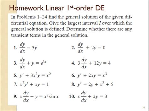 Solved Homework Linear Ist Order DE In Problems Find Chegg Com