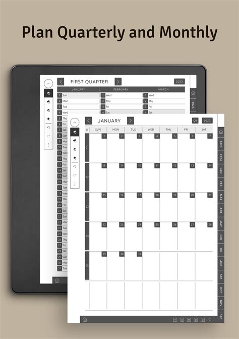 Kindle Scribe Daily Notes Interactive Square Grid Journal With Linked Calendars