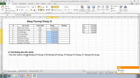Giới Thiệu Về Hàm Vlookup Và Hàm Hlookup Trong Microsoft Excel Youtube