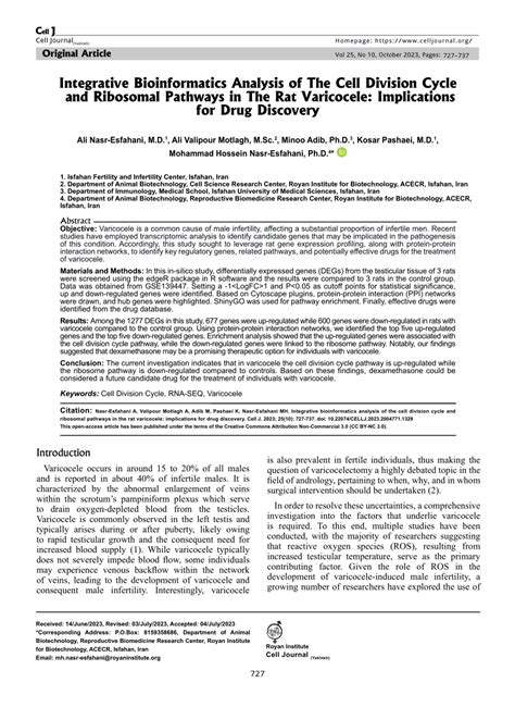 Pdf Integrative Bioinformatics Analysis Of The Cell Division Cycle