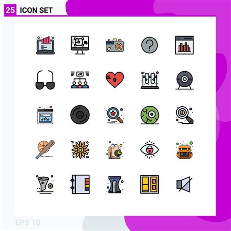 Editable Vector Line Pack Of 25 Simple Filled Line Flat Colors Of App Ui Increase Help Picture