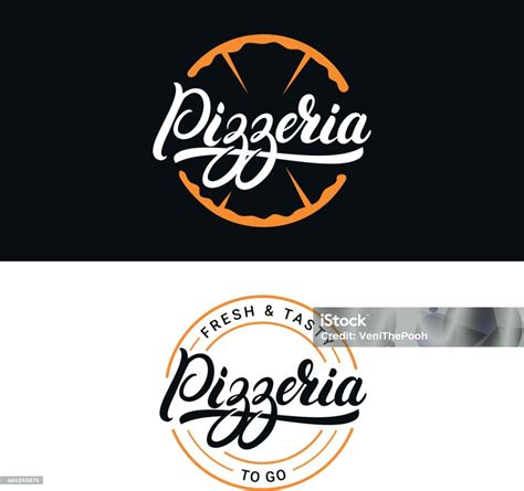 레이블 배지 또는 엠 블 럼 레터링 피자 손으로 작성의 집합입니다 기업 재무와 산업에 대한 스톡 벡터 아트 및 기타 이미지