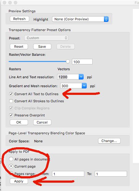 solved converting all text to curves or outlines from a pdf using