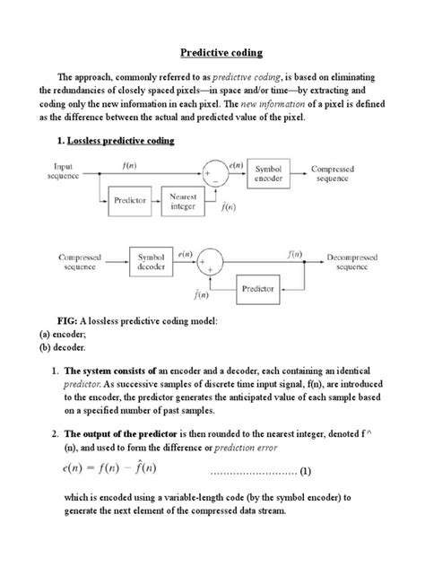 Predictive Coding Lossless And Lossy Approaches In 40 Characters Pdf