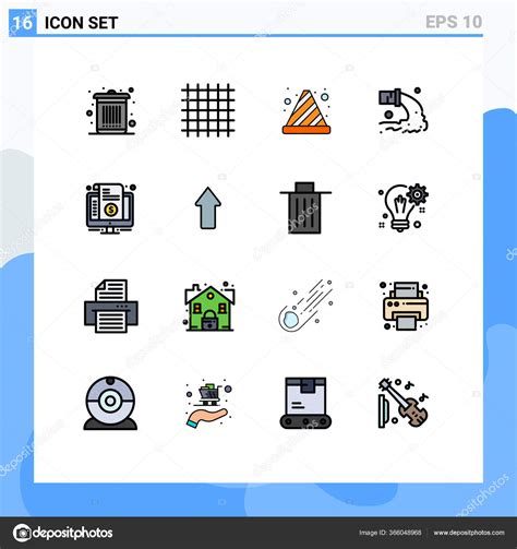 Mobile Interface Flat Color Filled Line Set Pictograms Bill Sewage Stock Vector By ©flatart