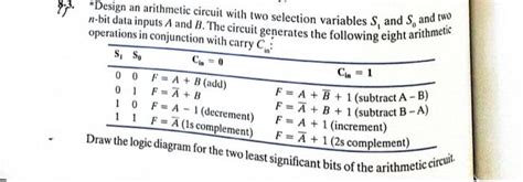 Solved 9 3 Design An Arithmetic Circuit With Two Selection