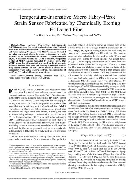 Pdf Temperature Insensitive Micro FabrypÉrot Strain Sensor