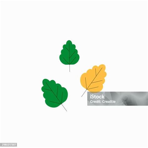 녹색과 노란색 잎 자연 계절 및 환경 변화를 상징하는 평면 벡터 일러스트 레이 션 흰색 배경에 고립 자연에 대한 스톡 벡터 아트