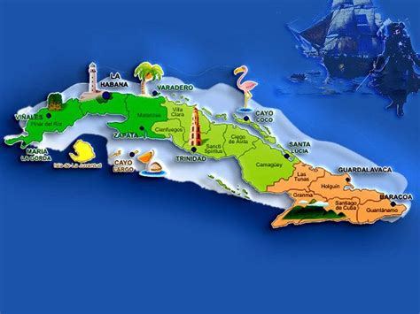 Cuba Tourist Map Colorful Cuba Map Cuba Travel Destinations Cuba