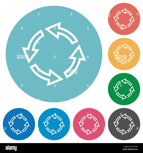 Rotate Left Outline Flat White Icons On Round Color Backgrounds Stock