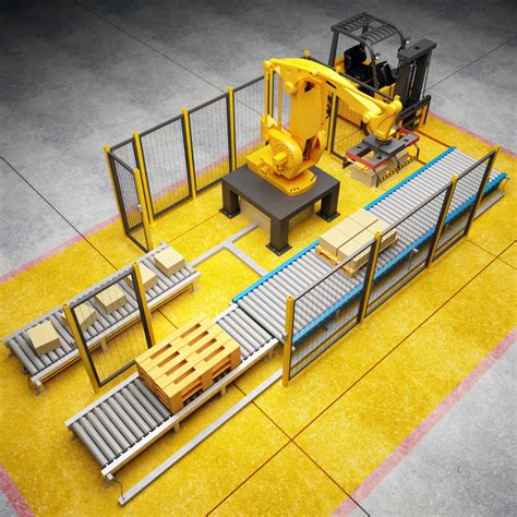 3d Model Palletizing Cell Scene Robot