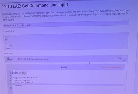 Solved 1210 Lab Get Command Line Input Construct A Program