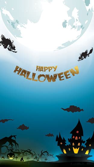 할로윈 호박 유령의 집 성와 보름달 밤 배경 플라이어 또는 안 내장 서식 파일 배너 파티 초대 당신의 텍스트 복사 공간에 대 한 장소를 가진 벡터 일러스트 레이 션 10월에