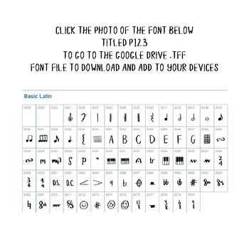 Music Notes And Symbols Font By Colorfully Playing Music TPT