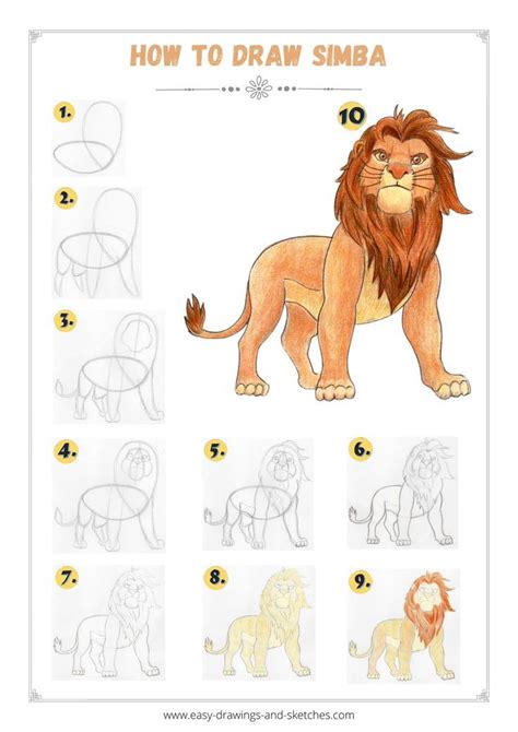 How To Draw Simba From Lion King Step By Step Drawing With D23 Simba