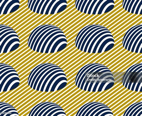 반구는 착시 원활한 패턴 벡터 반복 타일링 작업 배경 환각 3d 구체 및 라인 벽지 또는 인쇄 섬유 템플릿을 줄 지어 0명에 대한 스톡 벡터 아트 및 기타 이미지 Istock