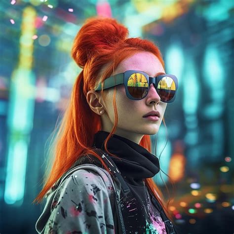 Premium Photo Vibrant Redhead Illustration Beautiful Woman Model With
