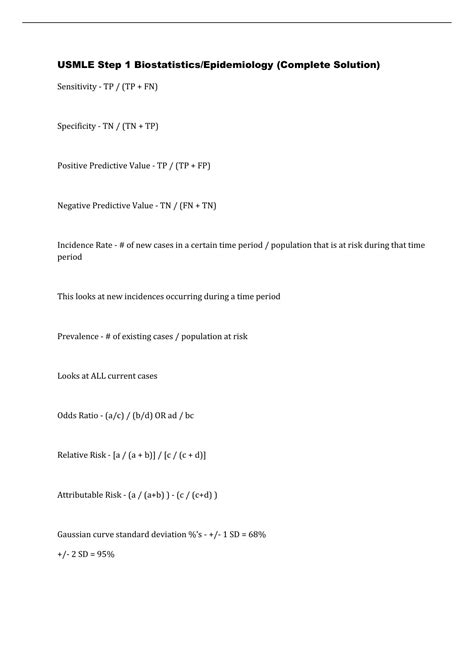 Usmle Step 1 Biostatistics Epidemiology Complete Solution Usmle