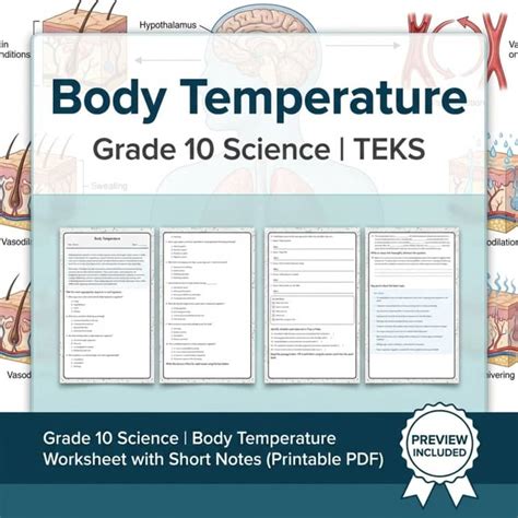 Grade 10 Science Body Temperature Worksheet With Short Notes Pdf