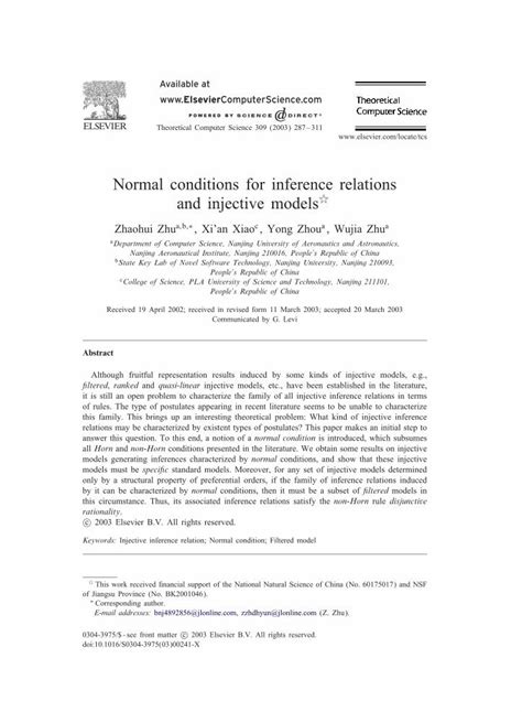 Pdf Normal Conditions For Inference Relations And Injective Models Dokumen Tips