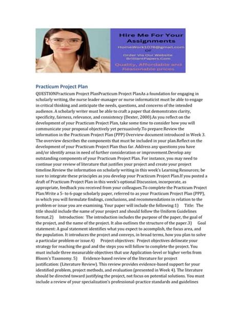 Practicum Project Methodology And Evaluationdocx