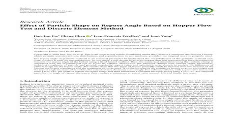 pdf effect of particle shape on repose angle based on hopper